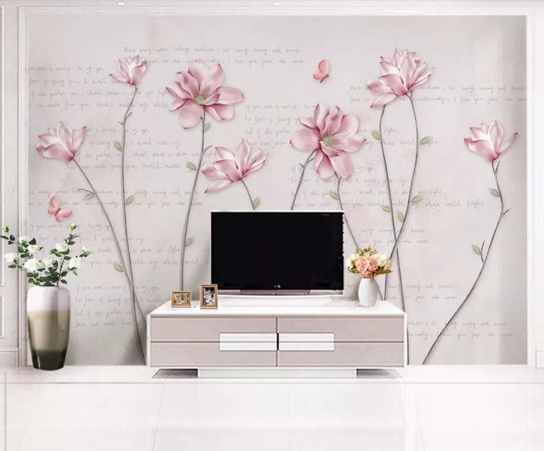 3D Pink Flower MMM24 Removable Wallpaper Self Adhesive Wallpaper Extra ...