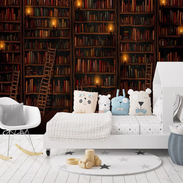3d Library Wallpaper Mural - Etsy