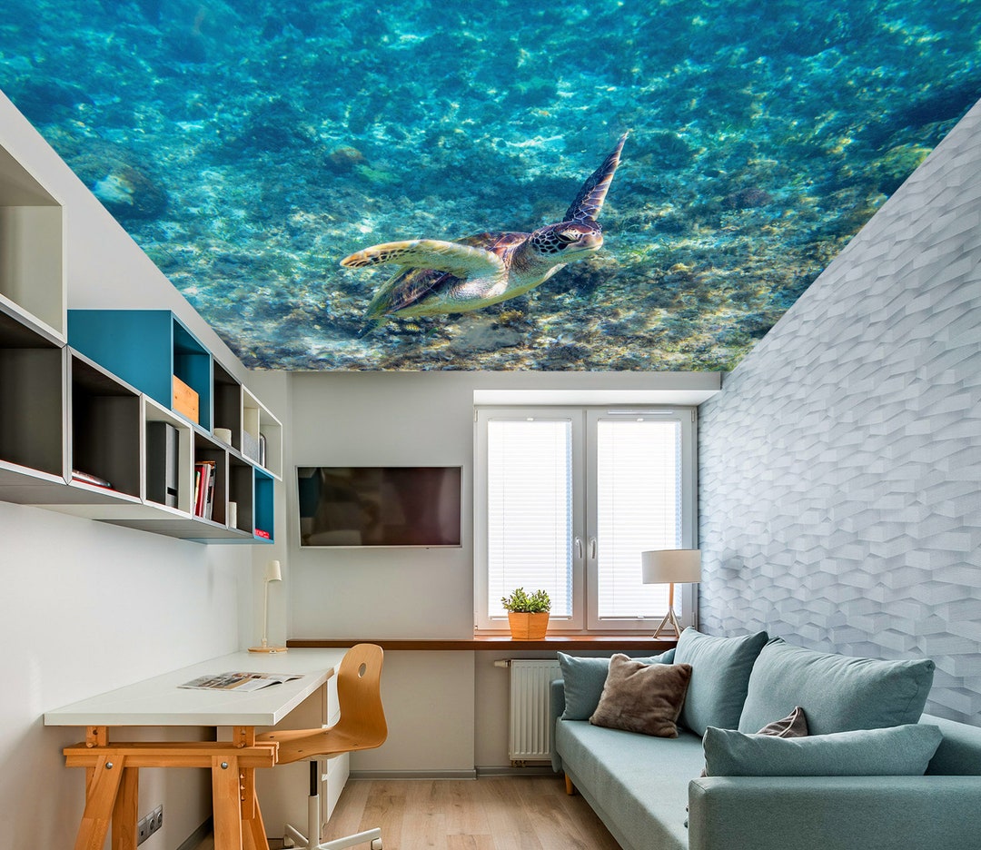3D Brave Turtle CA2405 Ceiling Wallpaper Removable Self Adhesive ...