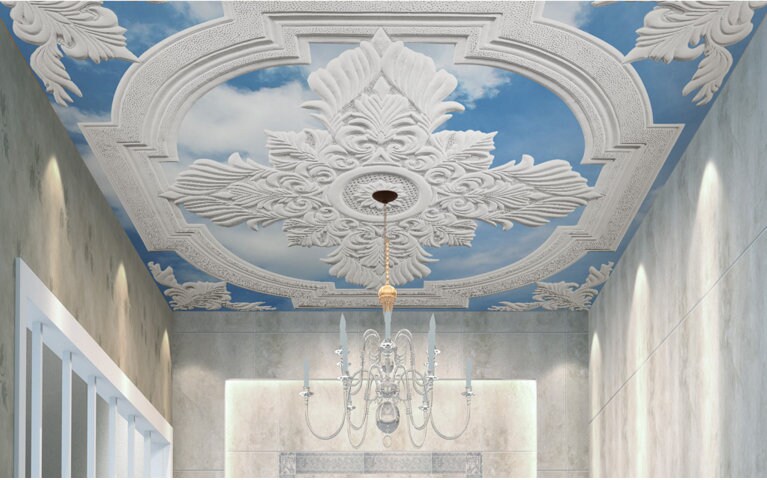 3D White Flower and Sky CA185 Ceiling Wallpaper Removable Self - Etsy