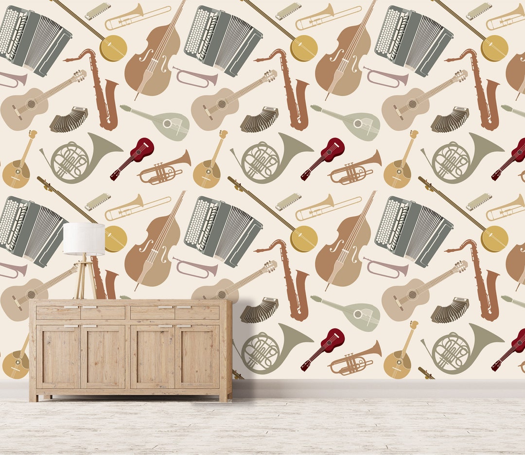 3D Music Instrument ART 119 Removable Wallpaper Self Adhesive Wallpaper ...