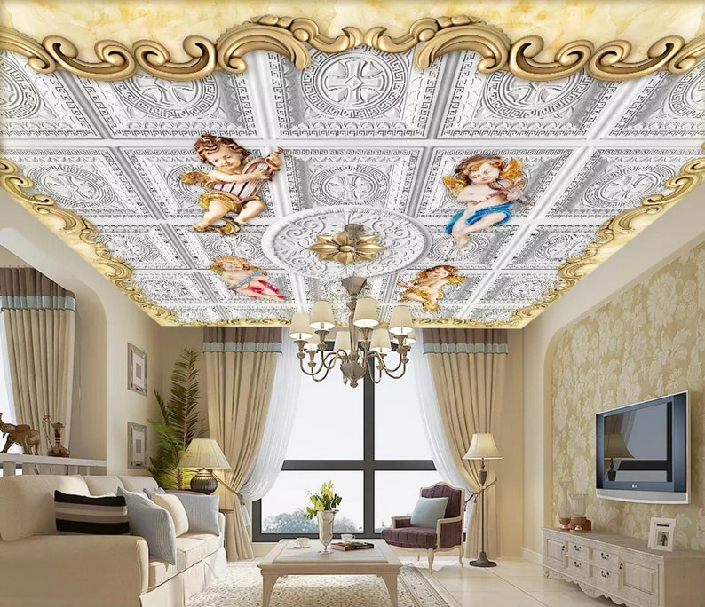 3D White Angel C145 Ceiling Wallpaper Removable Self Adhesive - Etsy