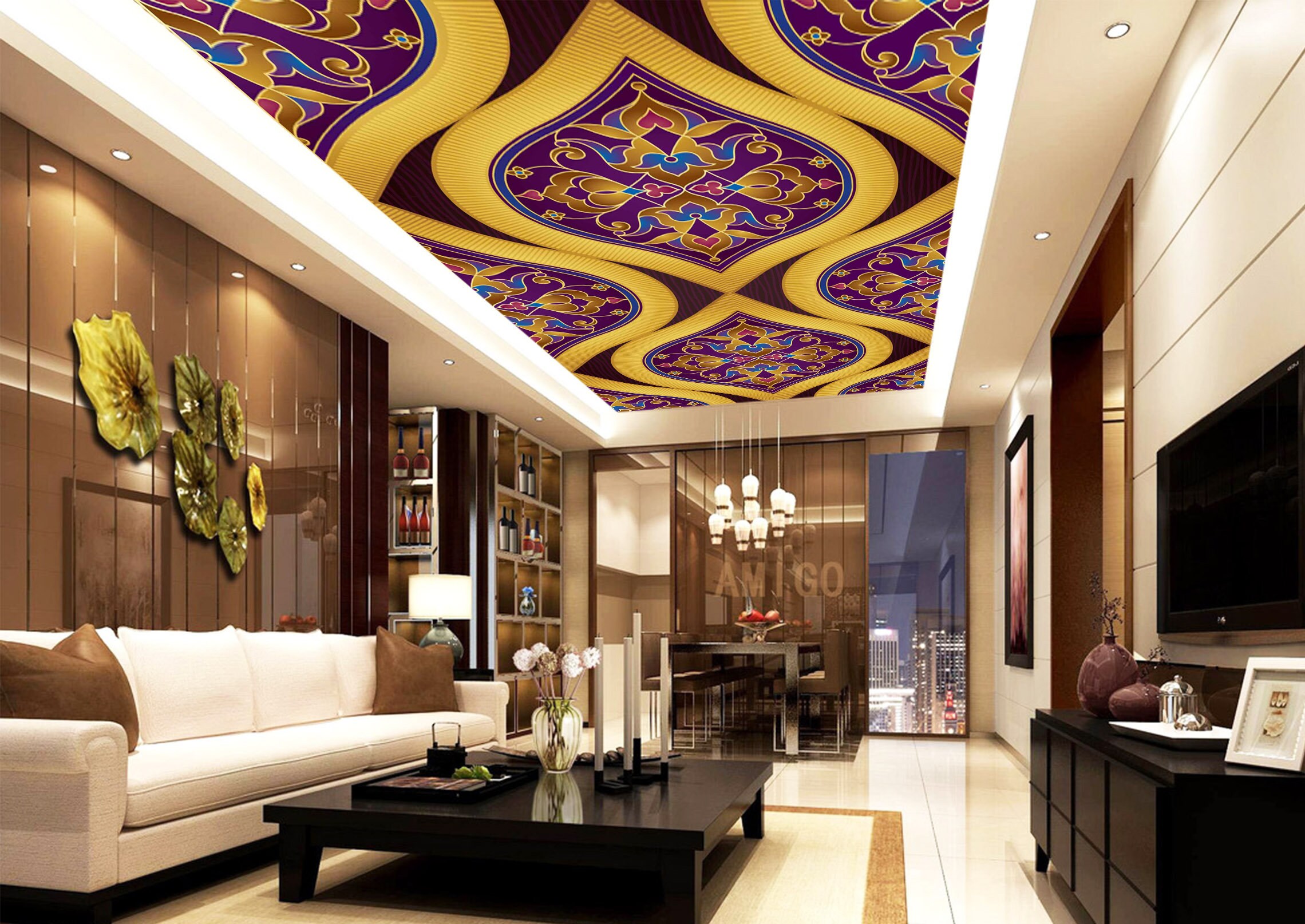 3D Yellow Texture C043 Ceiling Wallpaper Removable Self | Etsy