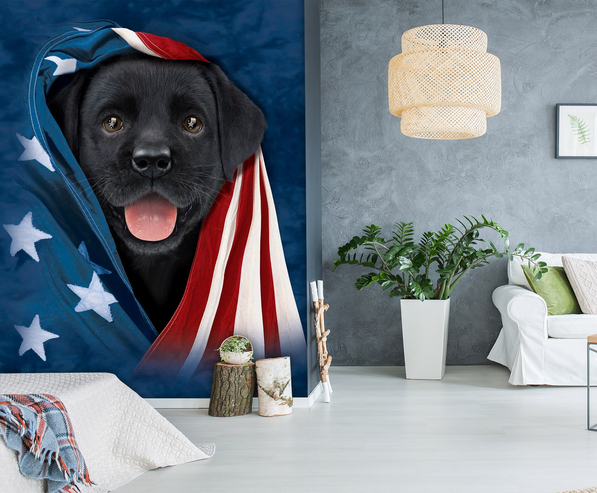 3D Black Hound Puppy Flag A004 Removable Wallpaper Self - Etsy