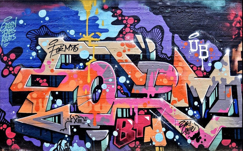 3D Block Letter Graffiti C166 Removable Wallpaper Self - Etsy