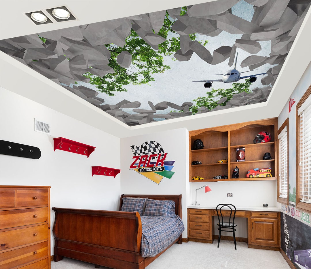 3D Airplane CA181 Ceiling Wallpaper Removable Self Adhesive Wallpaper ...
