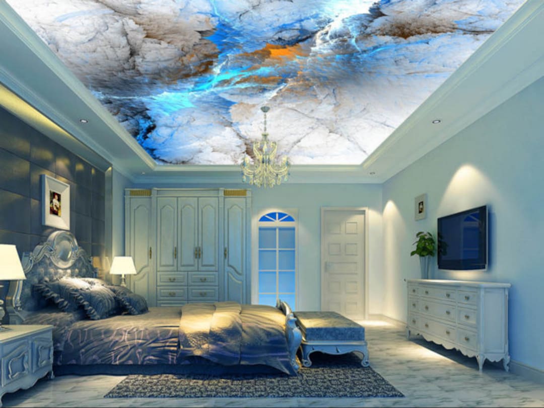 3D Blue Marble D115 Ceiling Wallpaper Removable Self Adhesive Wallpaper ...