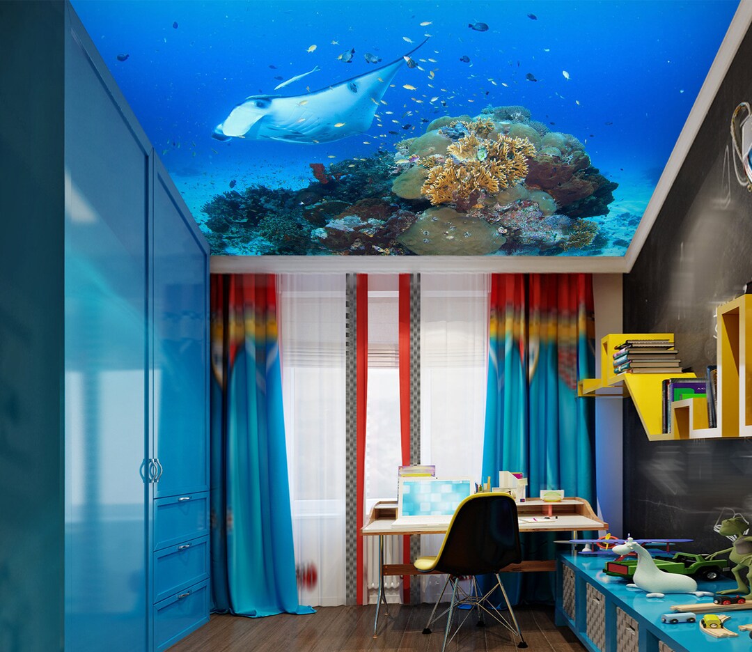 3D Stingray Art CA2260 Ceiling Wallpaper Removable Self Adhesive ...
