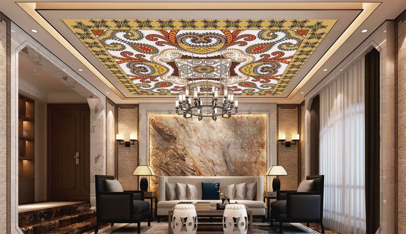 3D Yellow Texture C059 Ceiling Wallpaper Removable Self - Etsy