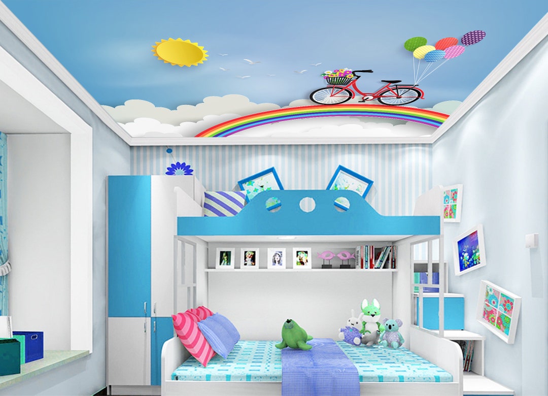 3D Color Rainbow C044 Ceiling Wallpaper Removable Self - Etsy