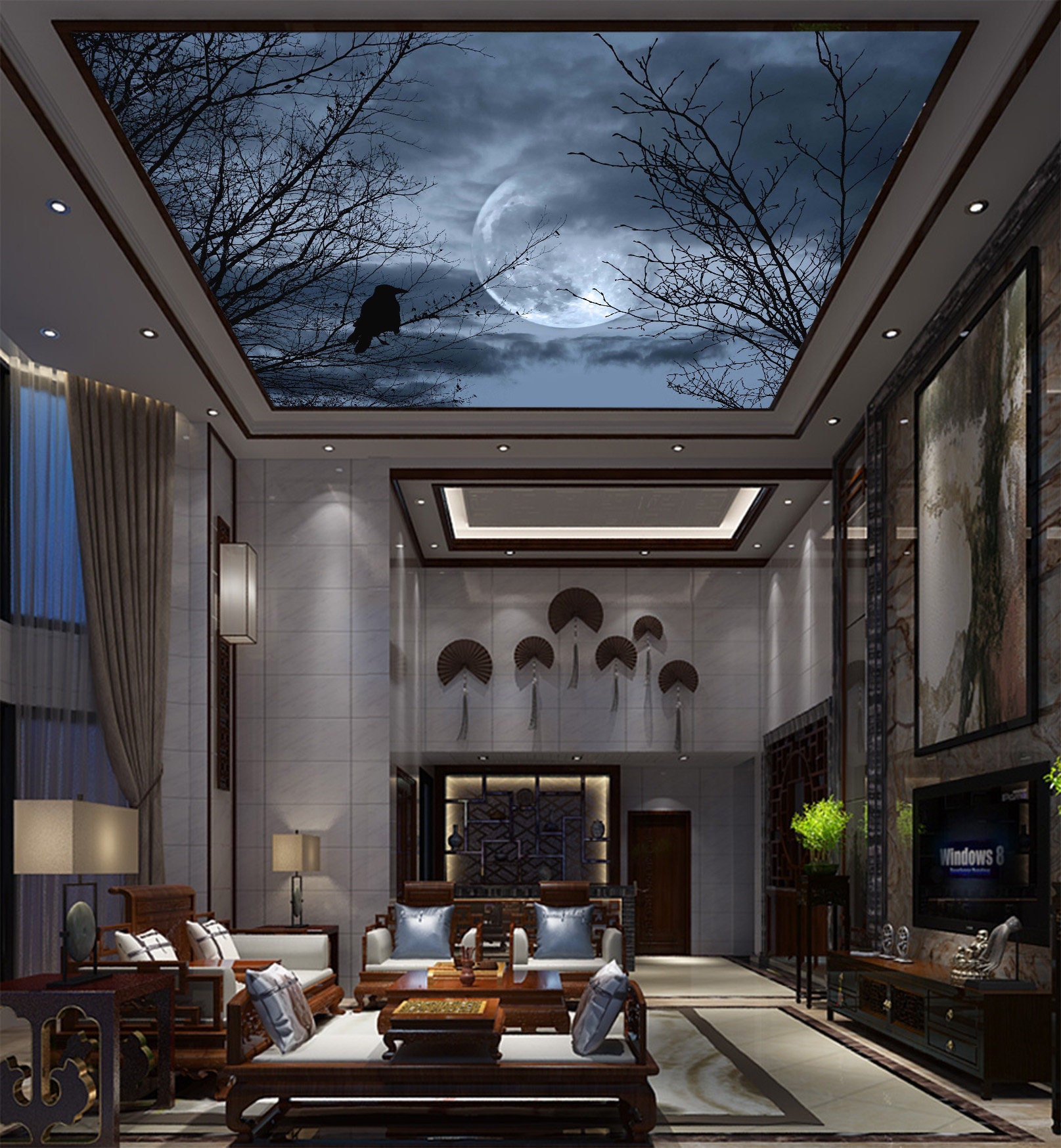 3D Black Moon Night D228 Ceiling Wallpaper Removable Self | Etsy