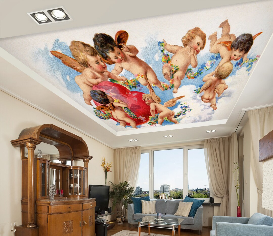 3D Angel Babies CA918 Ceiling Wallpaper Removable Self Adhesive ...