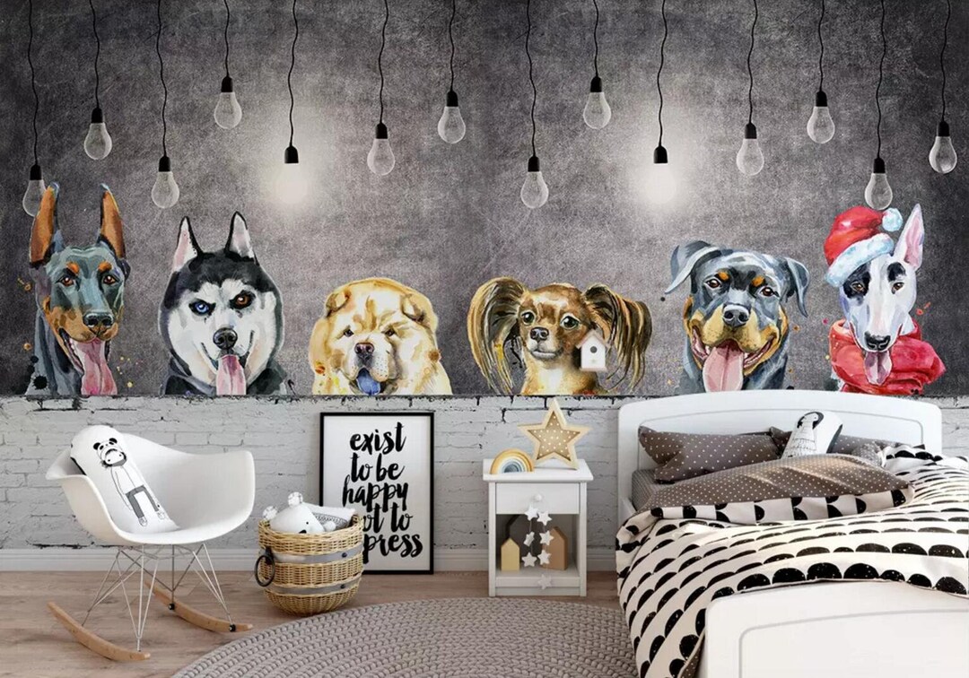 3D Cute Dog Bulb Animal Kids 869removable Wallpaper Self Adhesive ...