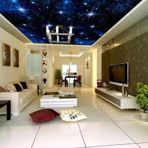 3D Blue Stars CC034 Ceiling Wallpaper Removable Self Adhesive - Etsy
