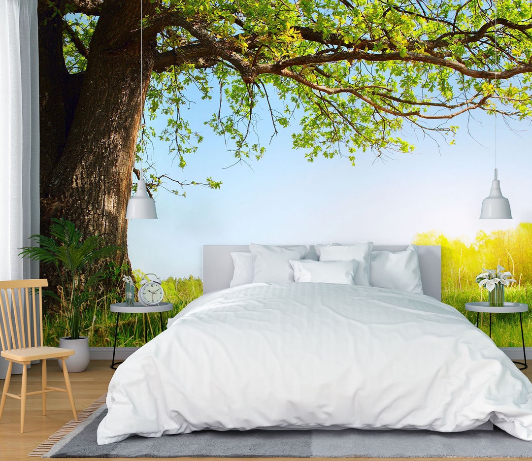 3D Summer Big Tree L1300 Removable Wallpaper Self Adhesive Wallpaper ...