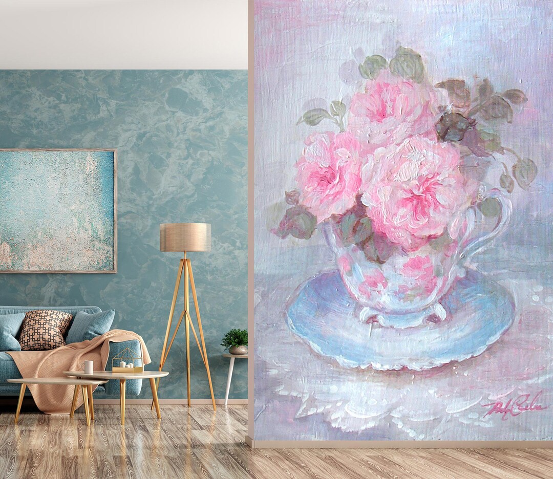 3D Zart rosa Blumen Kunst A4257 abnehmbare Tapete selbstklebende Tapete ...