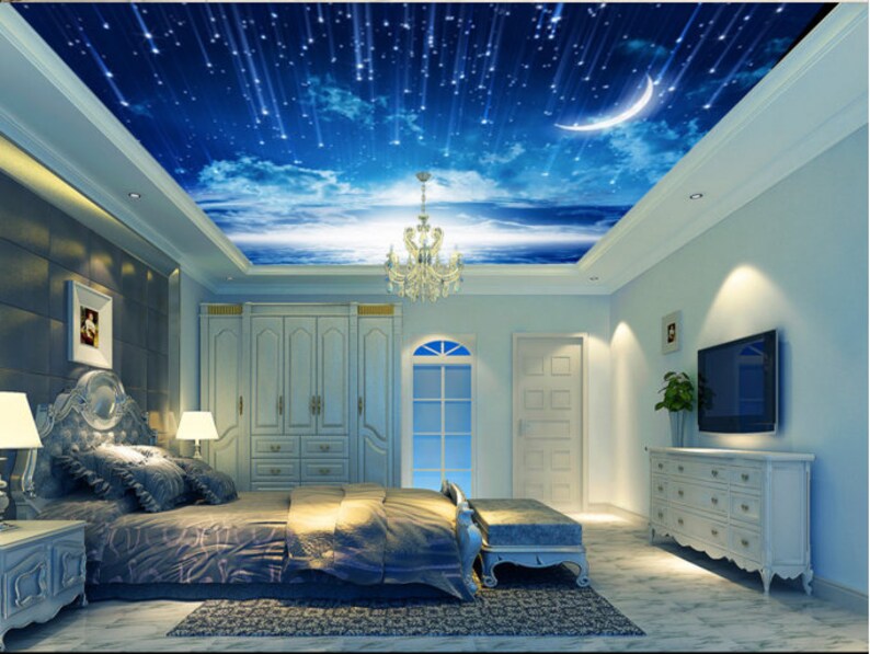 3D Blue Starry Sky CC295 Ceiling Wallpaper Removable Self - Etsy