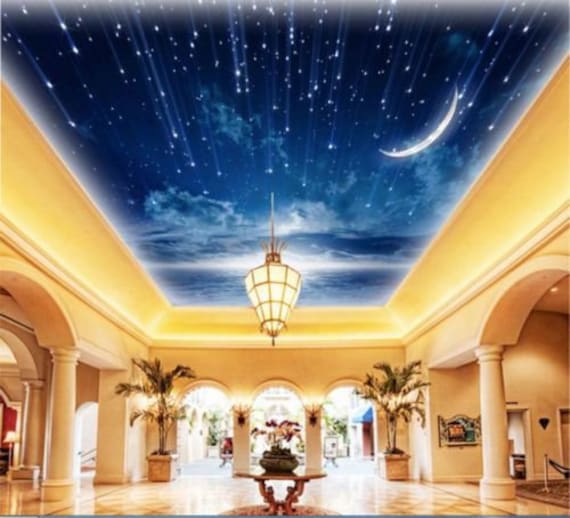 3D Moon and Stars CC06 Ceiling Wallpaper Removable Self | Etsy