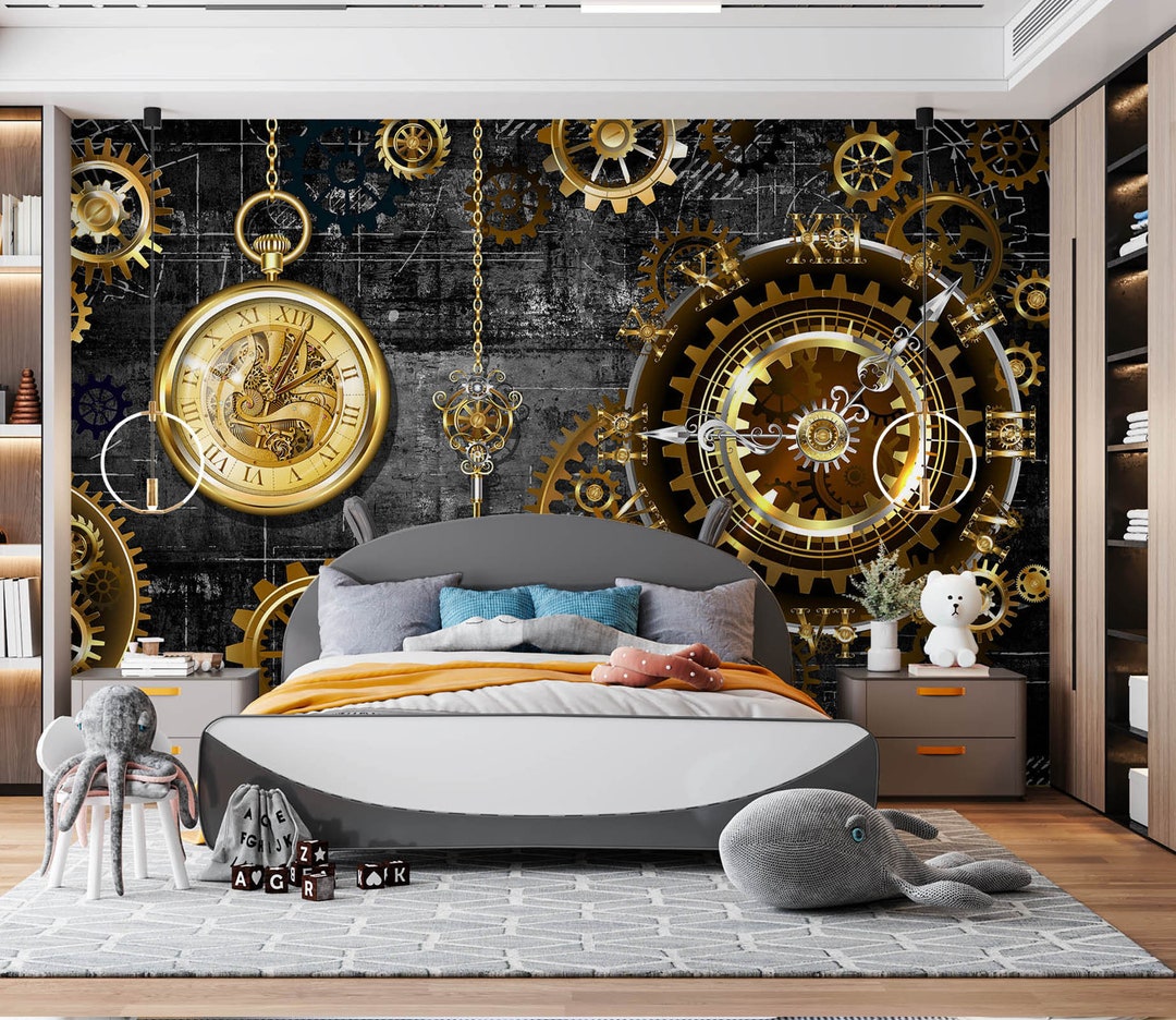 3D Clock Structure L1105 Removable Wallpaper Self Adhesive Wallpaper ...