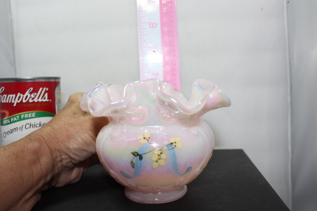 Fenton Shell Pink Squat Vase Hand Painted - Etsy