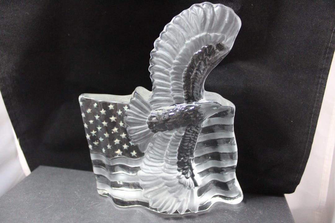 Glass Eagle With Flag Paperweight or Decor - Etsy