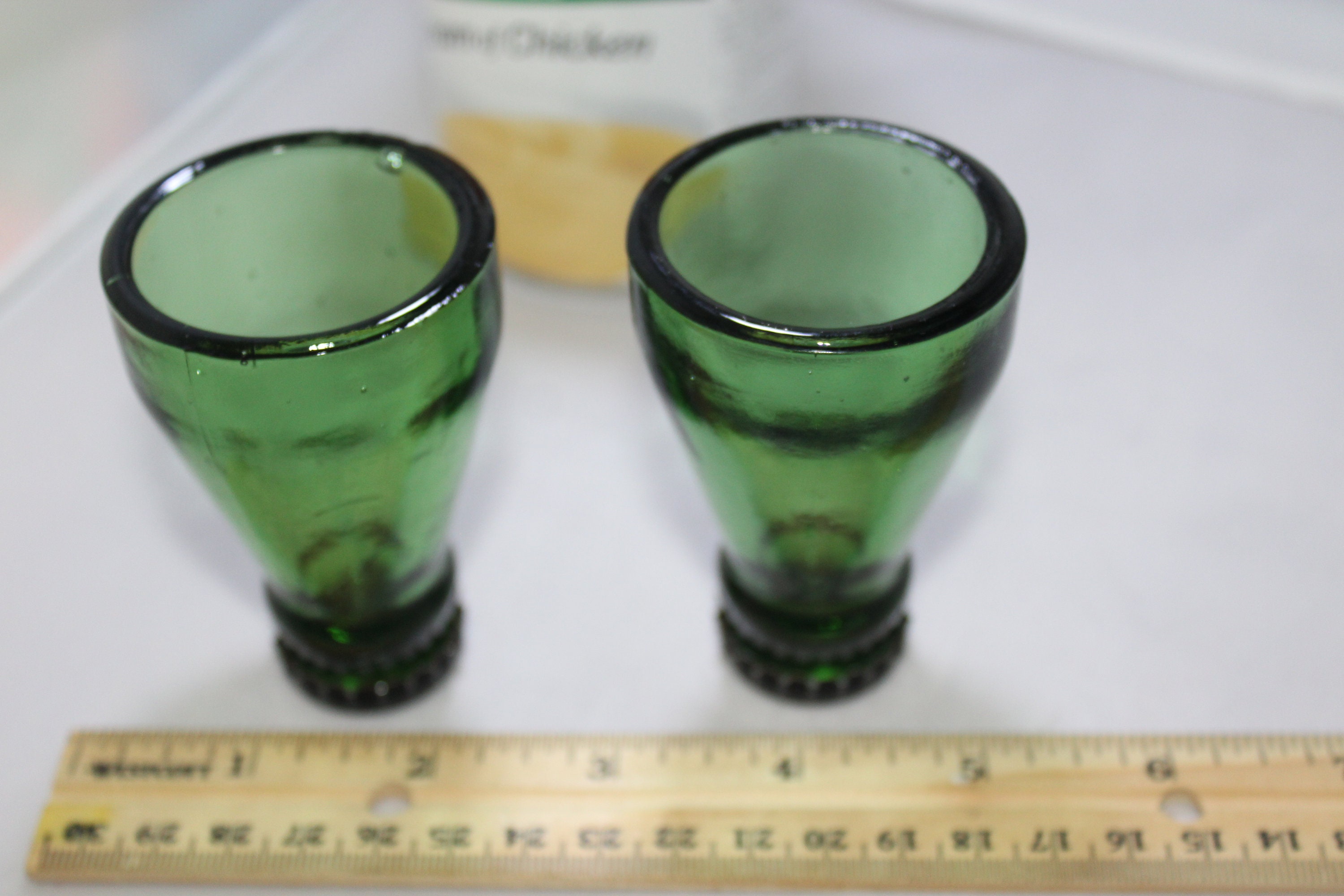 2 Vintage Green Shot Glasses with Lids Upsisde Down - Etsy