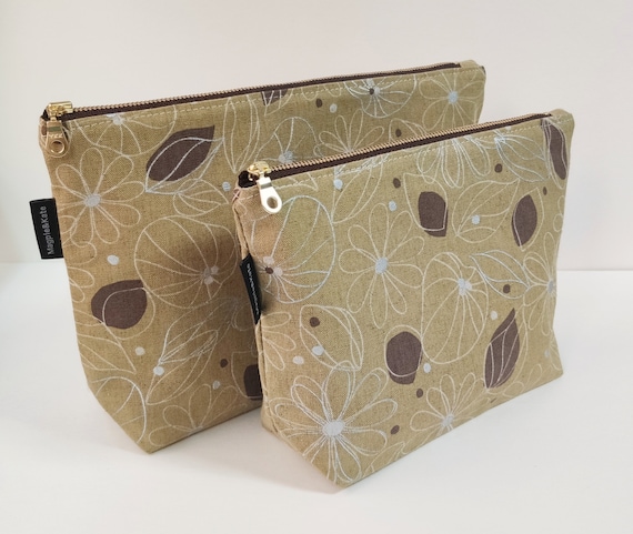 MEDIUM/LARGE Linen zipper pouch Cosmetic bag Travel pouch | Etsy