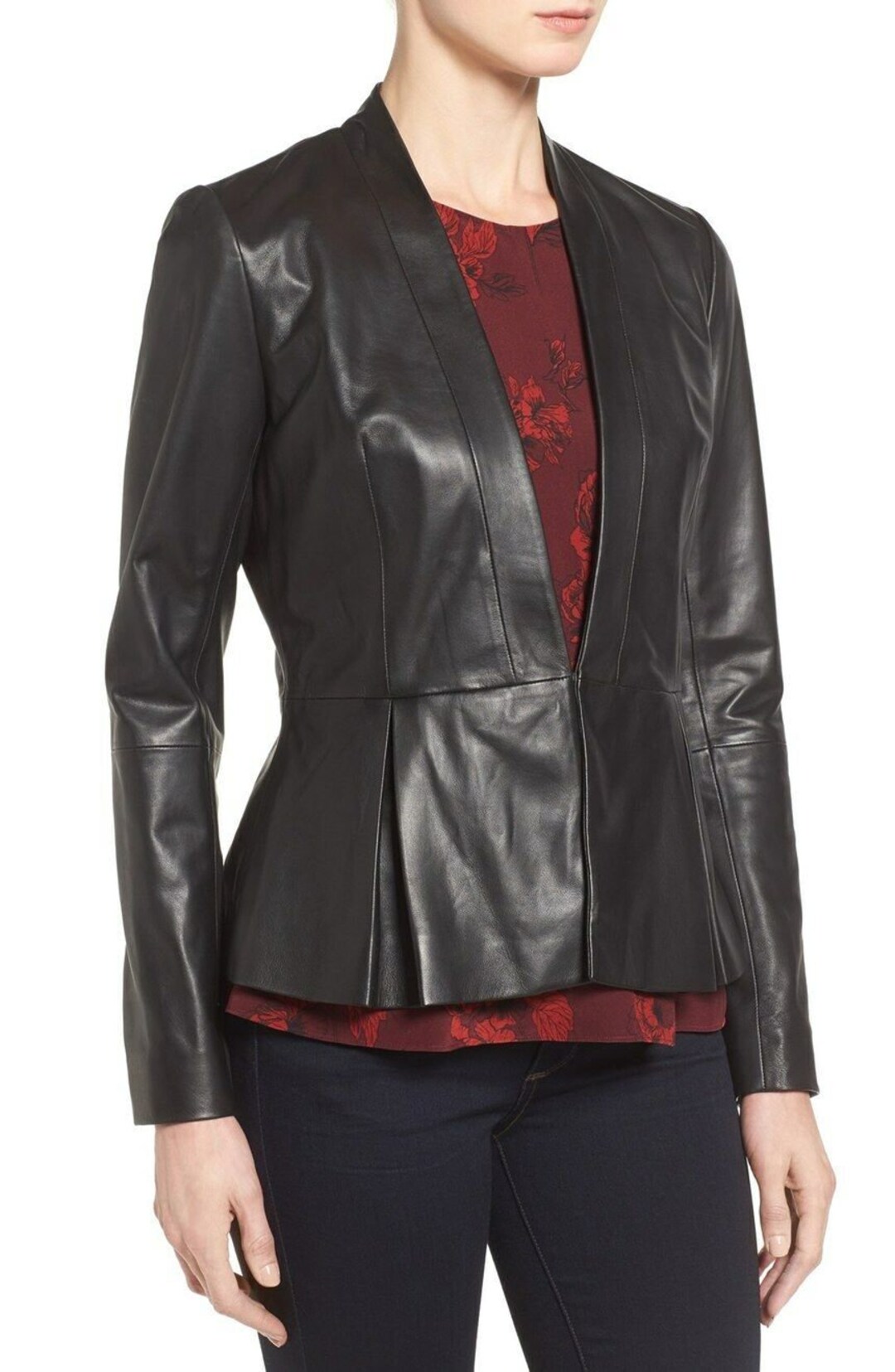 Handmade Women's Lamb Skin Leather Celebrity Peplum , Leather Outfit ...