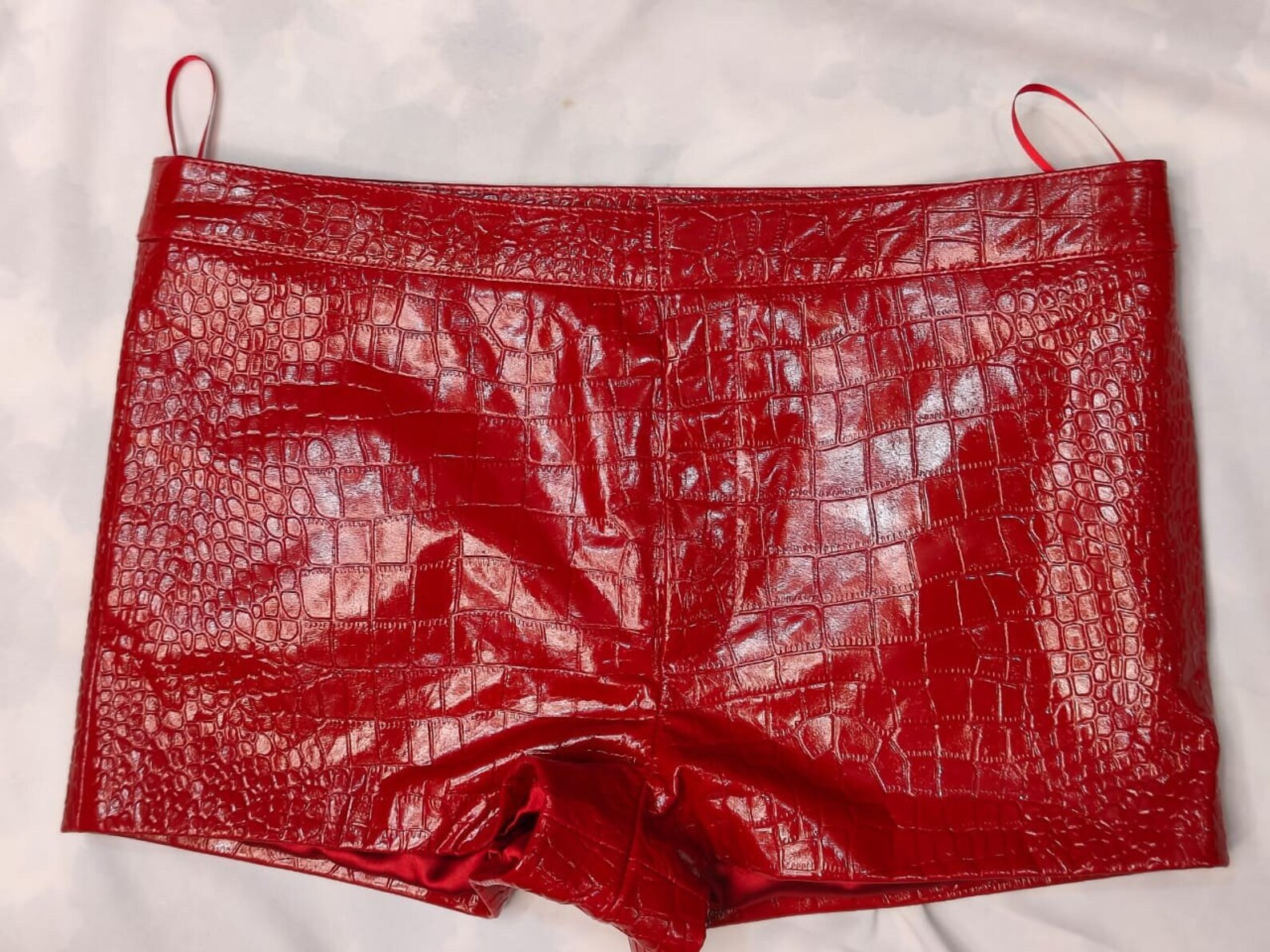 Croco Embossed Lambskin Patent Leather Shorts - Etsy