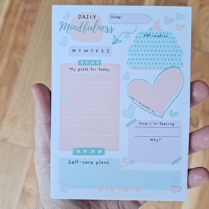 Daily Mindfulness Notepad Planner 50 Page Gratitude Affirmation Goal ...