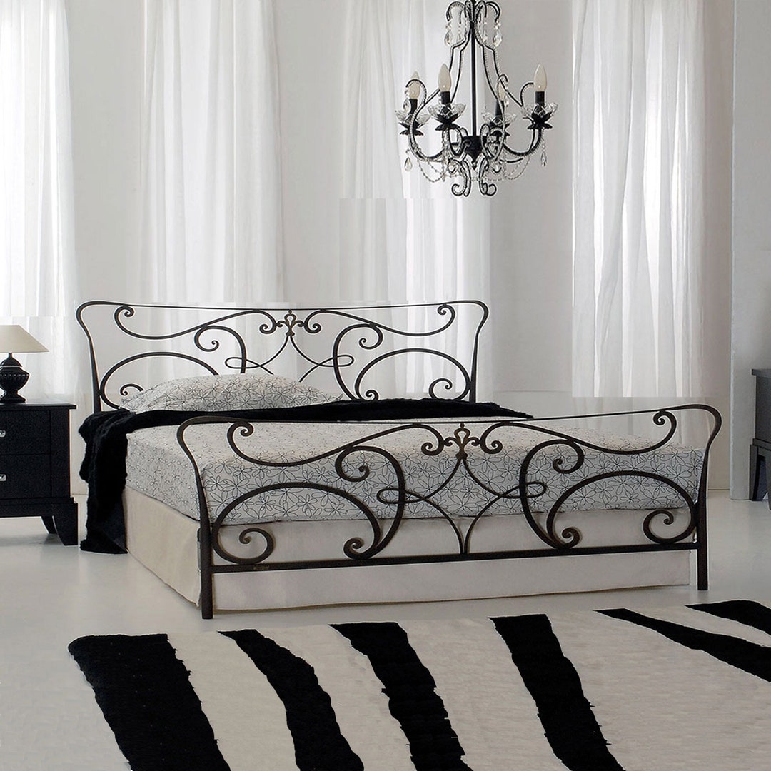 Handcrafted Wrought Iron Bed Frame Black Art Nouveau Style Dreams Bed ...