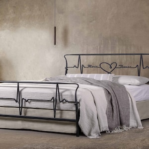 Stylish Handmade Iron Bed With Your Signature HEARTBEAT CUSTOM Luxury ...