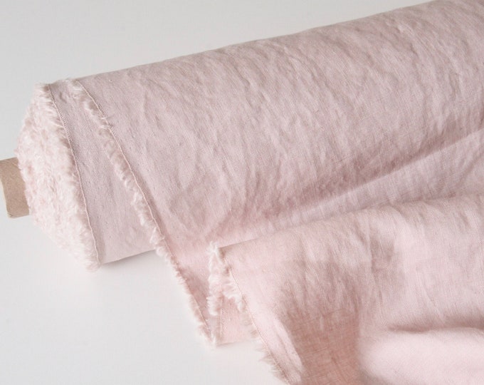 Dusty Rose Linen Fabric Softened, Blush Fabric by Yard, Flax Linen ...