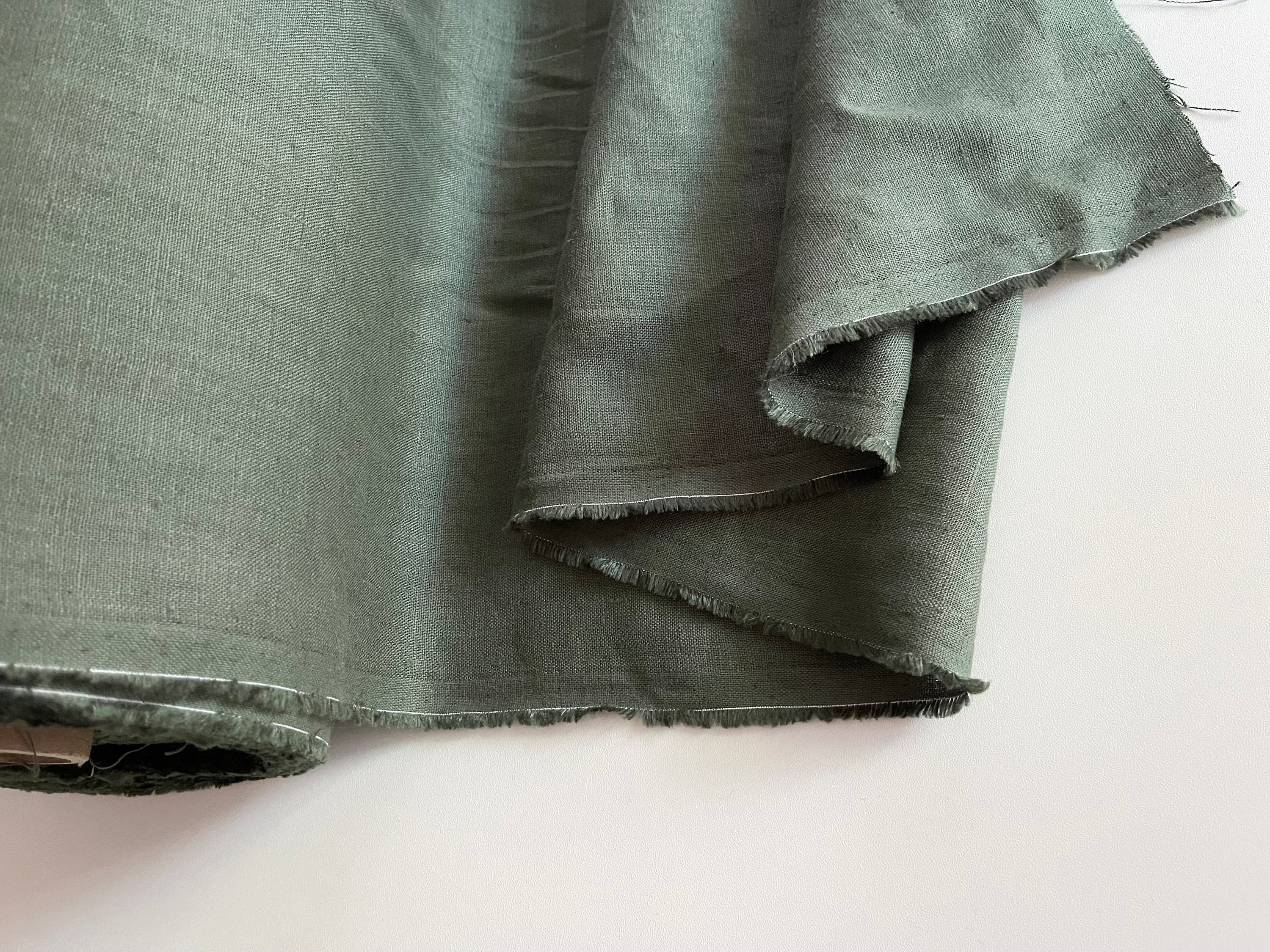 20 Yards Beetle Linen Fabric Softened Deep Green Linen - Etsy