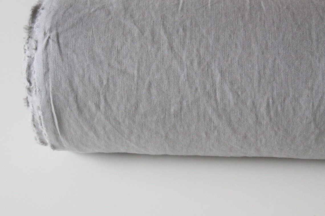 Grey Linen Fabric Softened Linen by Yard Gray Fabric | Etsy