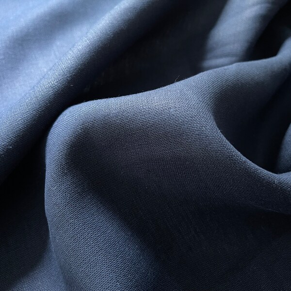 Navy Blue Cotton Linen Blend Fabric - Etsy