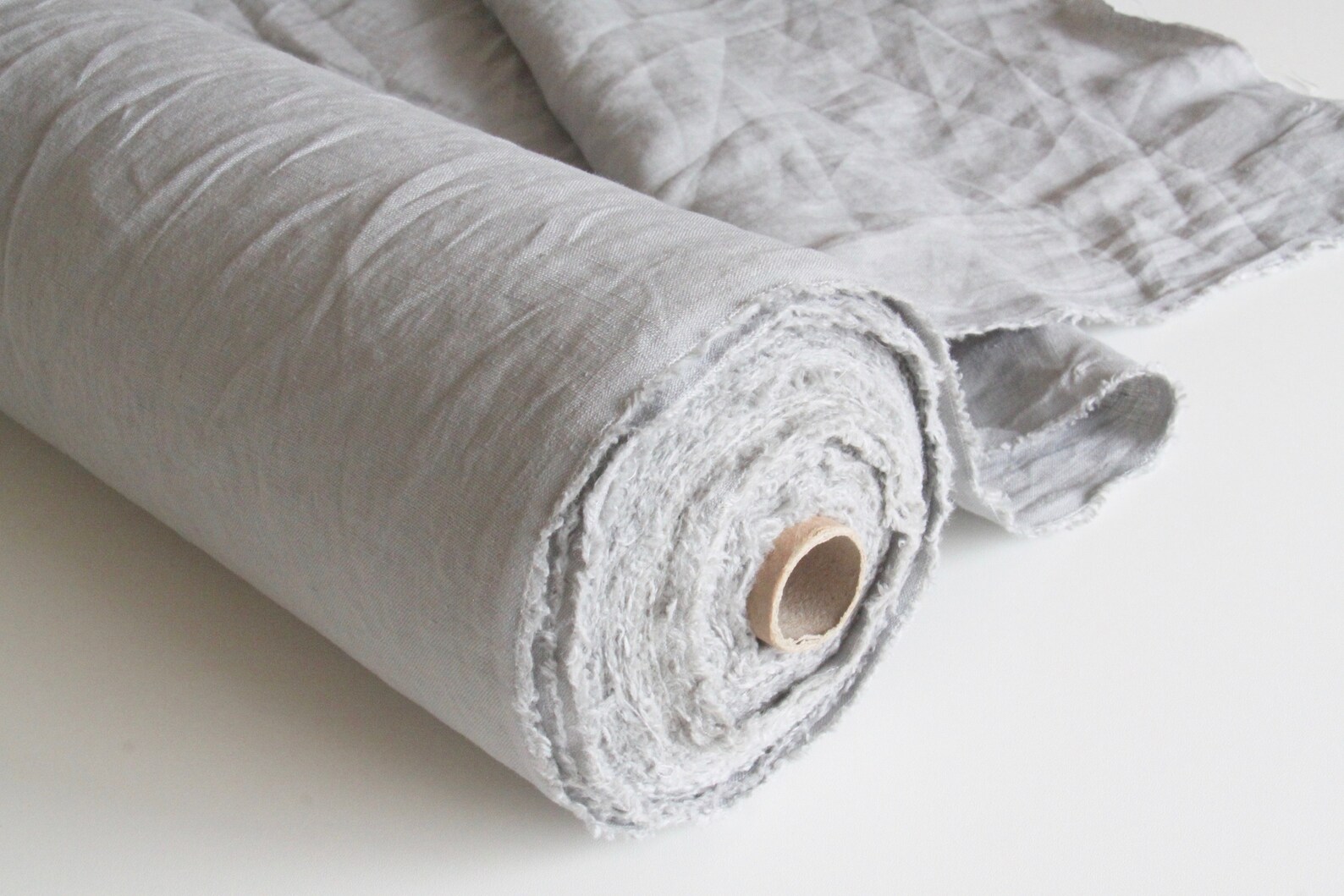 Grey Linen Fabric Softened Linen by Yard Gray Fabric | Etsy