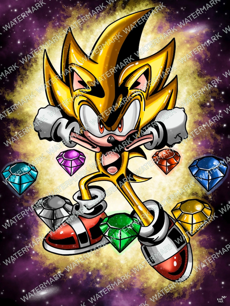 Digital Download Super Sonic Art Print Sonic the Hedgehog Printable Art ...