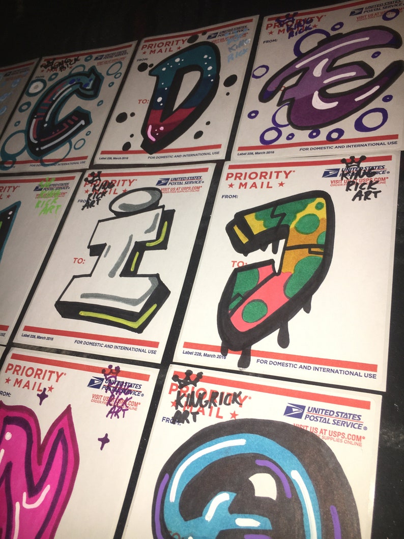 30 Graffiti Letters USPS 228 Sticker Art Slaps 2 - Etsy
