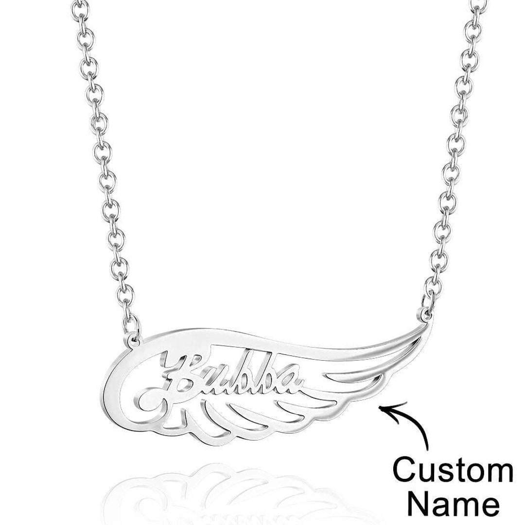 Angel Wing Name Necklace Custom Letter Fashion Pendant for Her - Etsy