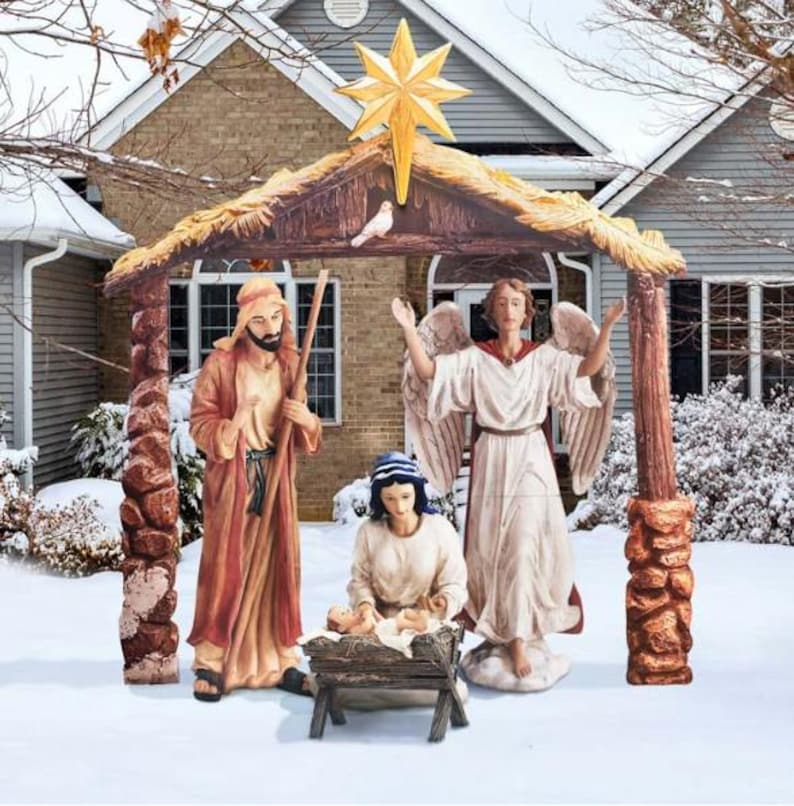 NEW!! 17 PIECE Set Real Life Outdoor Nativity Set for Yard Decoration ...