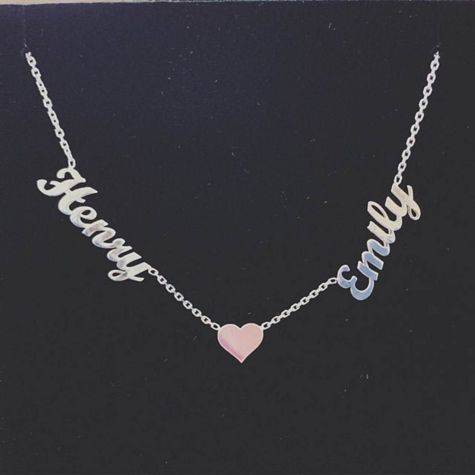 Personalized Two Names Necklace With Heart Name Necklace 2 - Etsy