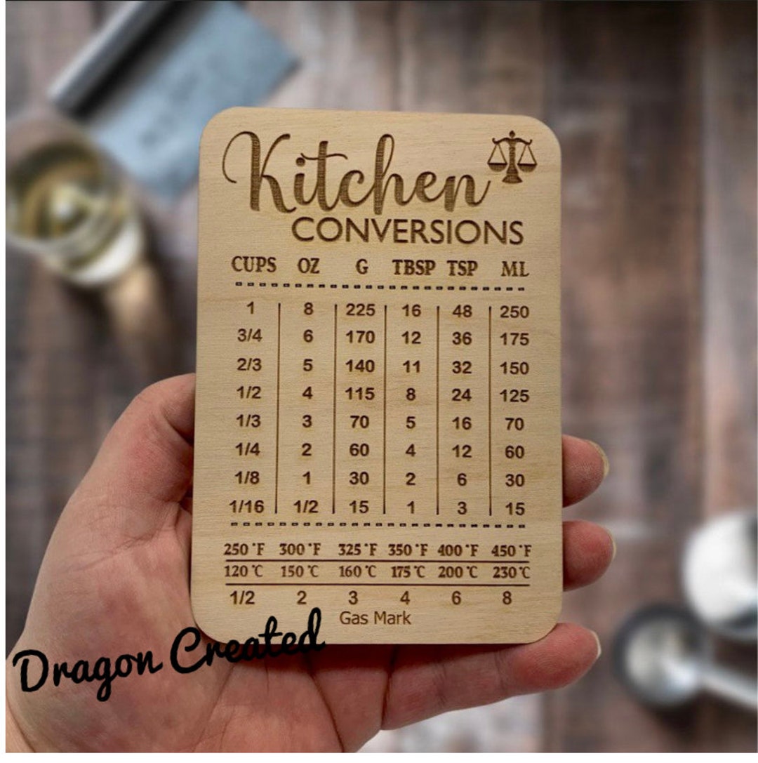 Wooden Kitchen Conversion Chart Magnet: Baker's Gift - Etsy UK