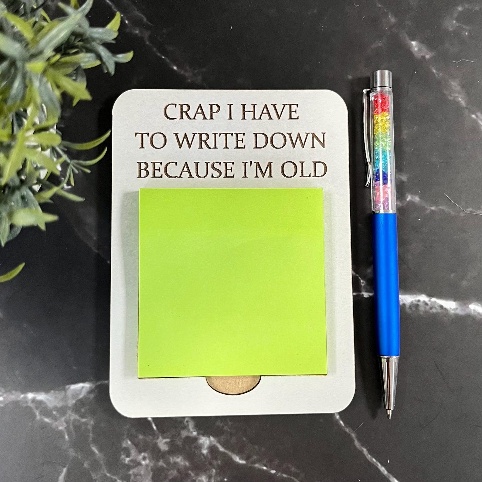 Funny Engraved Post-it Note Holder: Sarcastic Desk Organizer, Note Pad ...