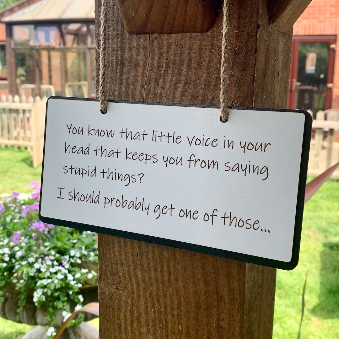 Funny Wooden Sign, Insulting Decor, Rude Quote, Little Voice in Your ...