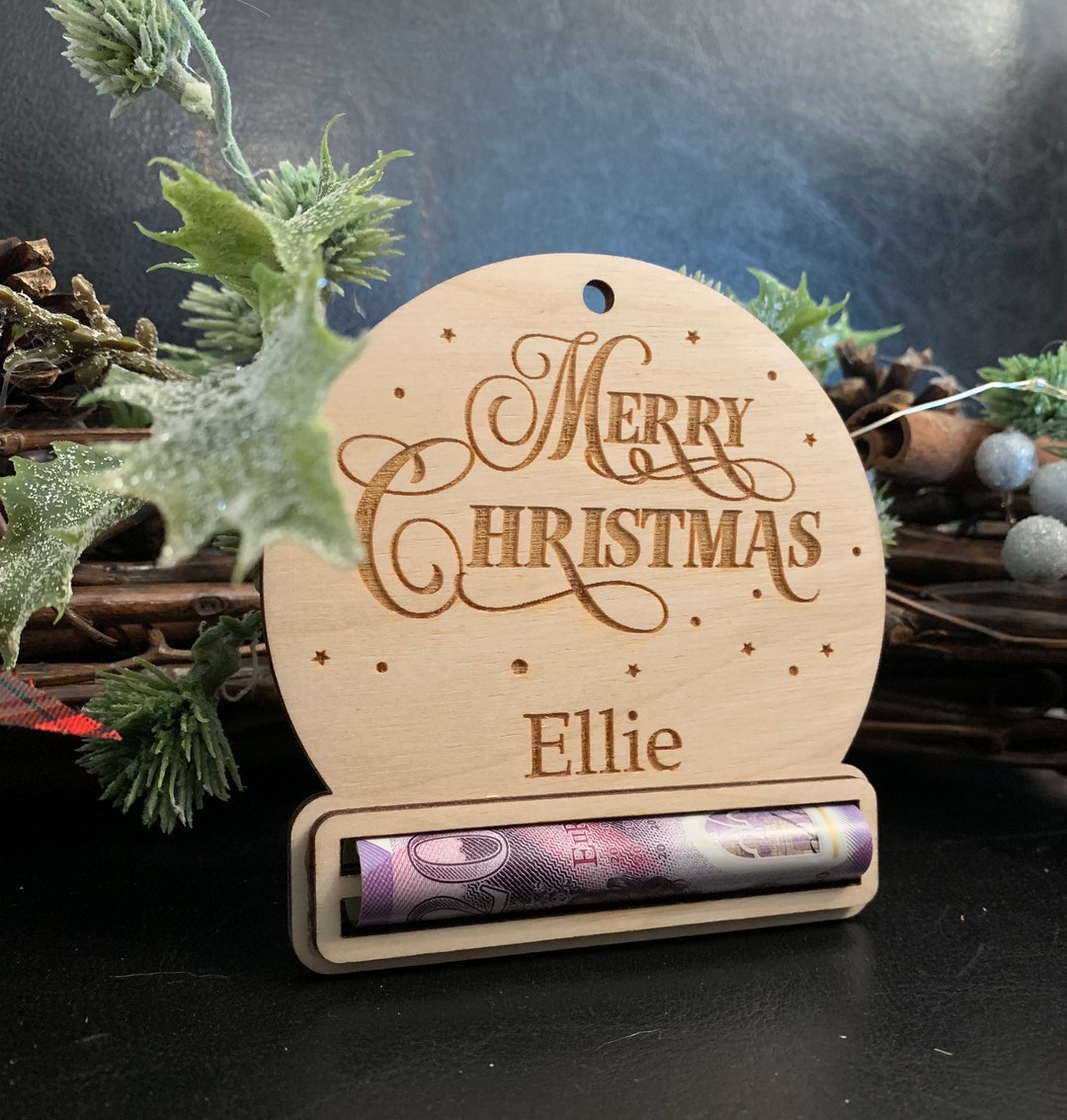 Personalised Wooden Traditional Christmas Money Holder, Money Gift ...