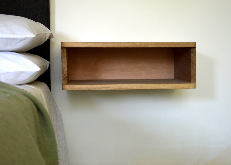 Oak floating nightstand bedside shelf contemporary | Etsy