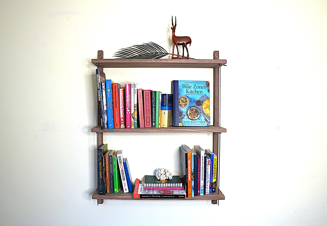 Walnut and Stainless Steel 3 Tier Shelf Lobbi Shelving - Etsy