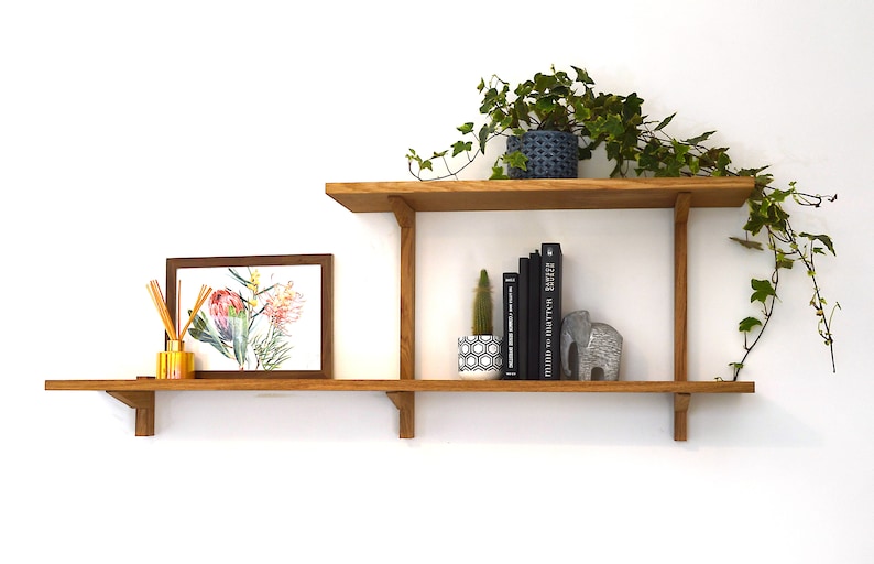 Split Level Wall Mounted Oak Shelf/wall Mounted - Etsy