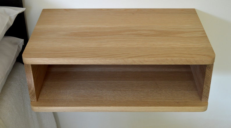Oak floating nightstand bedside shelf contemporary | Etsy